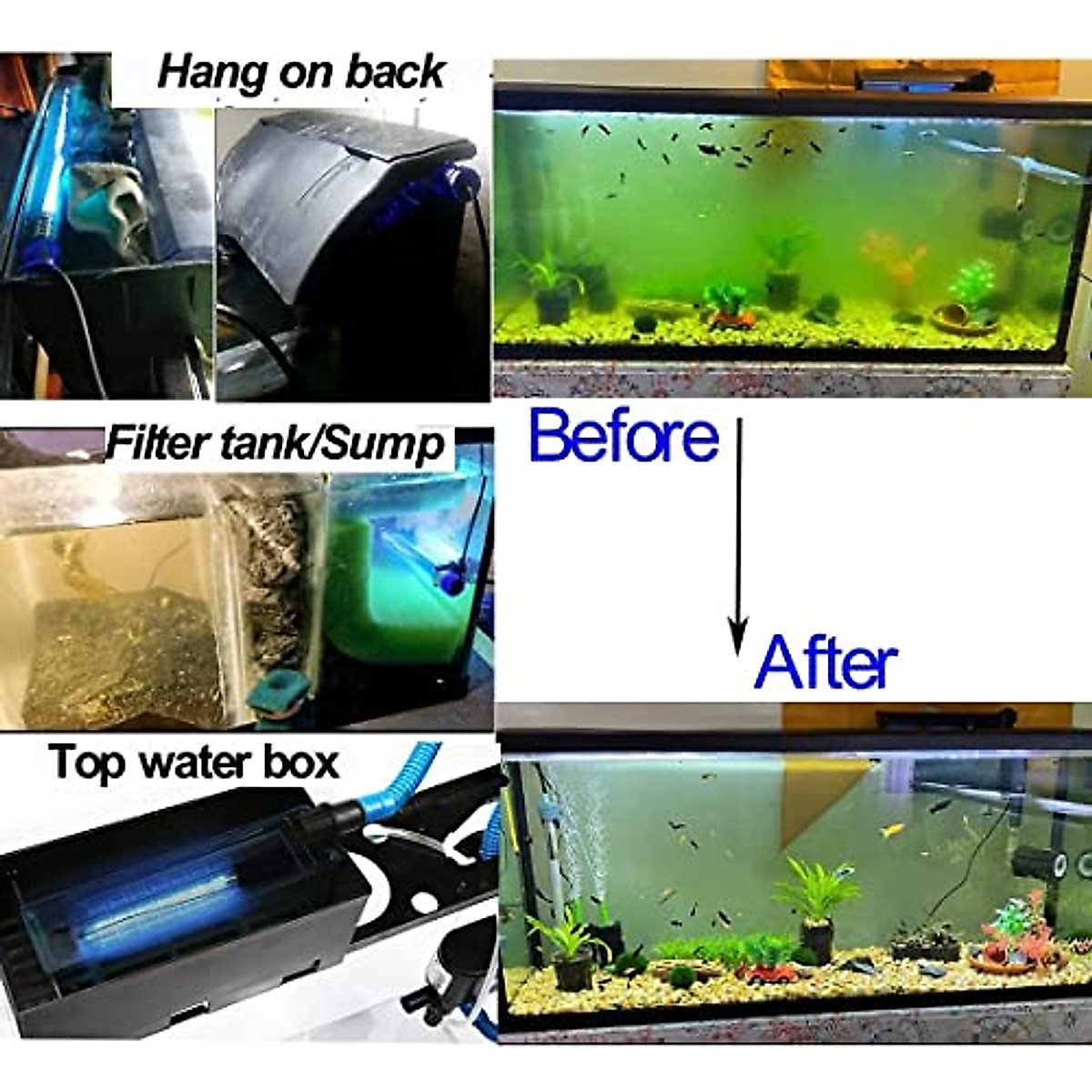 OsAtNb Aquarium Clean Light,3W Mini Light with Timer Submersible Green Clean Light,Fish Tank Water Clean Green Algae Clear Waterproof Clean Lamp for Aquarium,Pond,Swimming Pool,Home Clean