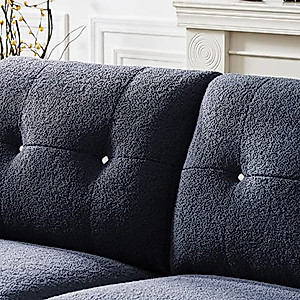 Pingliang Home Modular Sectional Sofa, 5 Seat U Shaped Sectional Couch with 2 Ottoman, Modern Comfy Sherpa Fabric Sofa Couches for Living Room, Blue