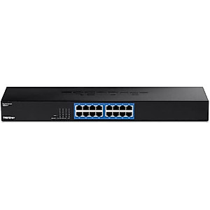TRENDnet 16-Port Gigabit Switch, TEG-S17, 16 x Gigabit RJ-45 Ports, 32Gbps Switching Capacity, Fanless Design, Metal Enclosure, Internal Power Supply, Lifetime Protection, Black