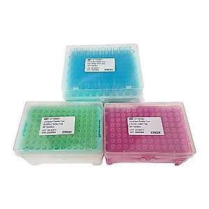 Set of 3 Variable Volume Single Channel Pipettes, Adjustable Pipettors, 0.5-10 µl, 10-100 µl, 100-1000 µl with 3 boxes of sterile pipette tips