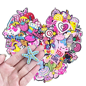 35,50,100Pcs Random Shoe Charms for Girls Cute PVC Shoes Accessories Charms,Lovely Charms Kawaii Pink Charms Shoe Decorations & Bracelet Wristband Party Gifts (35)