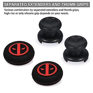 Playrealm FPS Thumbstick Extender & Printing Rubber Silicone Grip Cover 2 Sets for Xbox Series X/S & Xbox One Controller(Immortal)