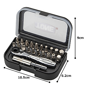 Tone BRS20 Bit Ratchet Set, Bit Insert, 0.25 inches (6.35 mm) (1/4 inch), Black, 22 Pieces