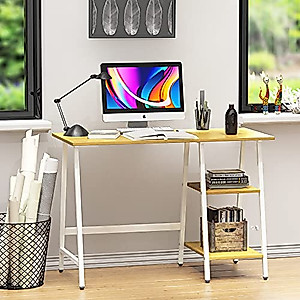 SHW Trestle Home Office Computer Desk, Oak