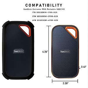LEFXMOPHY Extreme Pro Case Replacement for SanDisk E81 1TB 2TB 4TB Portable SSD - Up to 2000MB/s V2 New Gen Soft Silicone Portective Skin Sleeve (Not fit for E61) Black