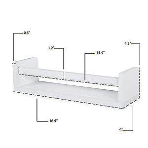 Wallniture Madrid Book Shelves for Kids Room Decor and Nursery, 17" Floating Shelves for Wall, White Bookshelf Set of 2