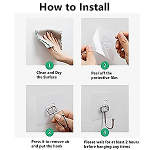 Aussido Large Wall Hooks for Hanging Heavy Duty 12 Pack Adhesive Hooks for Coat Towel Waterproof and Oilproof Sticky Hooks for Bathroom Kitchen(Transparent)