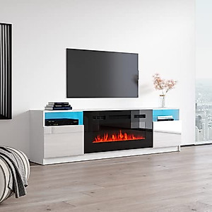 York 02 Electric Fireplace Modern 79" TV Stand