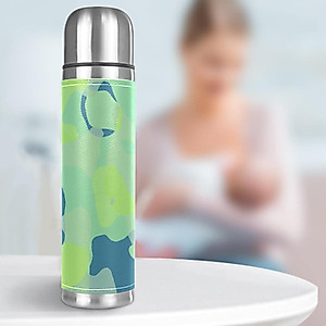 Stainless Steel Leather Vacuum Insulated Mug Abstract Texture Thermos Water Bottle for Hot and Cold Drinks Kids Adults 16 Oz