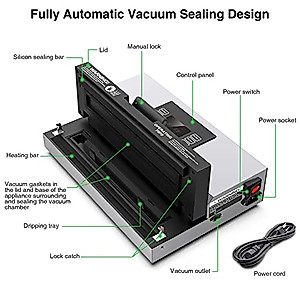 Ecojoy 12" Commercial Vacuum Sealer V9200, 90kPa Continuously Uses 500+ Seals without Stoping, 7 Modes Double Pump Stainless Steel Sealer Machine for Food Storage and Sous Vide