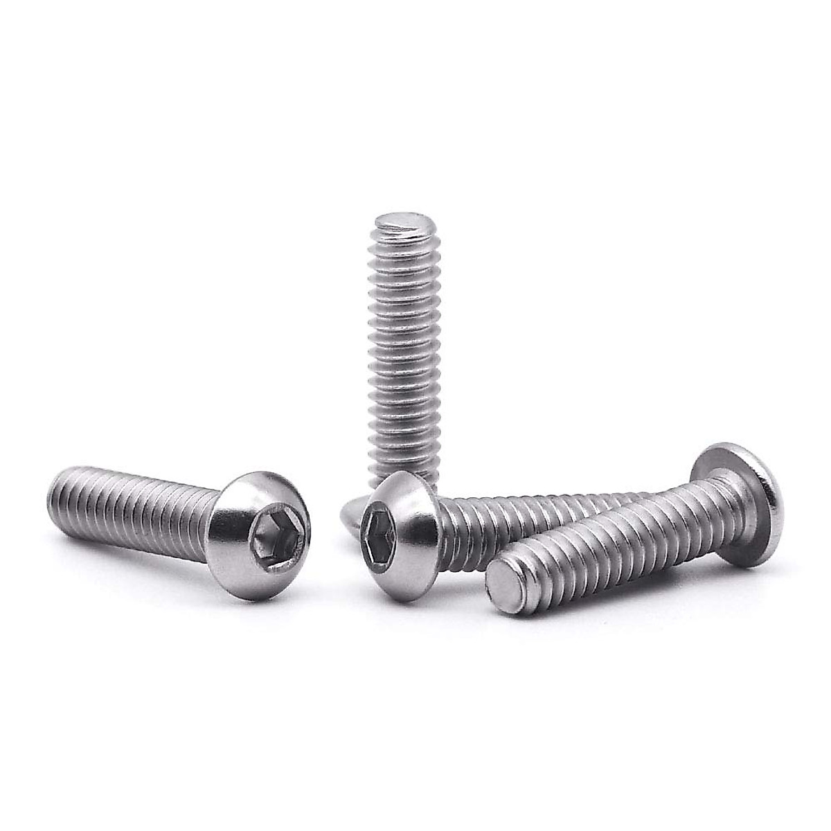 M6-1.0 x 8mm Button Head Socket Cap Bolts Screws, 304 Stainless Steel 18-8, Fully Machine Thread, Bright Finish, 25 PCS
