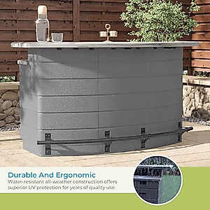 Suncast Backyard Oasis Entertainment Pull-Out Drawers and Shelving Space, Water-Resistant Outdoor Food and Bar Unit, Gray