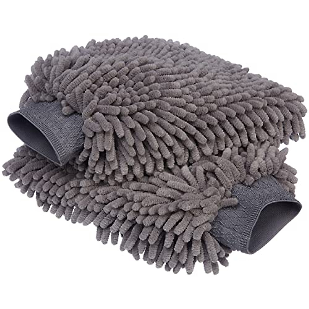 Amazon Basics Deluxe Microfiber Car Wash Drying Mitts, 2 Pack, Gray, 10.44" L x 9.06" W