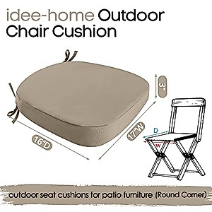 idee-home Outdoor Chair Cushions Set of 2, Waterproof Patio Furniture Cushions with Ties, Thick Outdoor Cushion Seat Cushion Dining Chair Cushions 17" x 16" x 3" Indoor Chair Pads Antique Beige