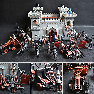 Medieval Castle Toy, Castles Knights Soldiers Model Kit Knight Figures Playset Fort Building Kit, DIY Assembled Castle Model Set, Playset Gifts(Type A)