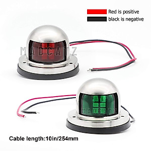 MADCATZ MIX Side Marker Light Assemblies Boat Interior Lights Red/Green 8 LED Port Starboard Stainless Steel Navigation Lights for Boat Ship Yacht 12V DC Waterproof Pack of 2