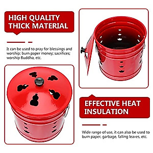 DOITOOL Small Burning Bucket Incinerator Barrel with Lid Incinerator Fire Bin Enamel Fire Cage Works Good to Burn Old Bills, Documents and Paper (10.22 x 10.22 inch)