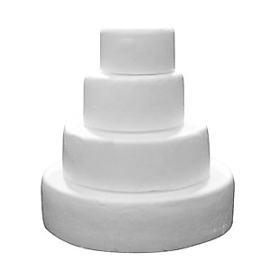 PAREKS Foam Cake Dummies 4pcs Fake Foam Cakes Foam Cake Dummy 4 Tiers Round Wedding Display Cake Models Practicing Molds for DIY Decorating Cake Dummies/1190