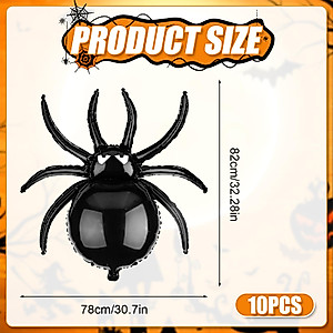 10pcs Halloween Spider Balloons, 32.28x30.7 Inch Large Spider Foil Balloons Scary Halloween Balloons for Halloween Themed Props Party Decorations Supplies