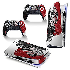 PlayStation 5 Digital edition version sticker protective cover, Red Sun Guts before The Red Day ps5 controller protective shell (compatible with ps5 Digital edition)