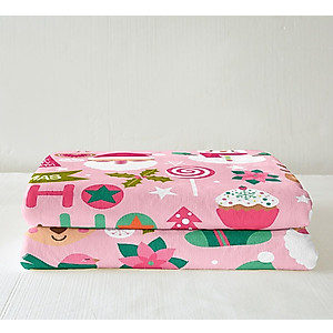 Feelyou Kids Pink Merry Christmas Fleece Throw Blanket 40"x50" Merry Christmas Tree and Snowman Sherpa Blanket for Boys Girls Xmas Plush Blanket Snowflake Holiday Plush Blanket