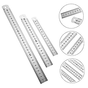 MAGICLULU 3pcs Steel Ruler 30cm Ruler Sewing Straight Ruler Clear Ruler Small Ruler Stainless Steel Scale Ruler Student Machinist Ruler Portable Rulers Measuring Ruler Office Double Sided