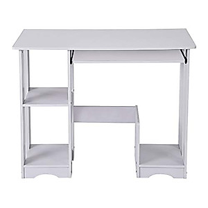 Desktop Computer Desk with Storage Shelves, Student Study Writing Table Computer Gaming Table Bedroom Laptop Table, Home Office Study Reading Writing Desk PC Laptop Table (White)