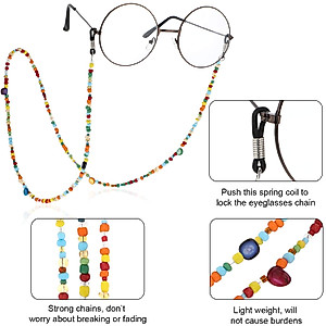 10 Pieces Eyeglass Chains Elegant Eyewear Retainer Beaded Eyeglass Strap Holder with Anti-Skid Ear Hooks and Silicone Eyeglasses Retainers (Classic Style)