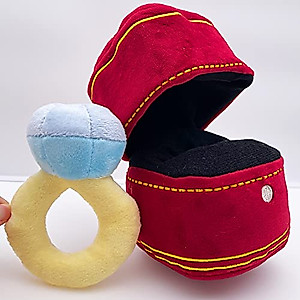 Valentine Gift Ring Box Plush Toy Love Ring Box Case Organizers Valentine’s Day Marriage Proposal Wedding Anniversary Creative Gift for Mens Women, Red