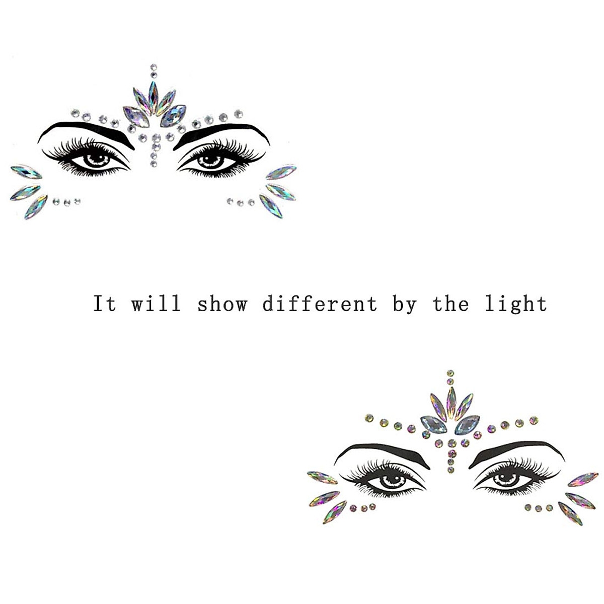 Mermaid Face Gems Stick Jewels for Women Cosplay Mermaid Halloween Club Eye Face Gems Makeup Stickers on Rave Party Gift for Kids Eye Face Jewels Temporary Tattoos Festival Concert Dress-up