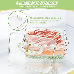 Deli Meat Container for Fridge: 3 Layer Bacon Lunch Meat Container for Refrigerator Organizers and Storage - Stackable Food Storage Boxes with Lids Cheese Keeper Box for Fridge Airtight Deli Organizer