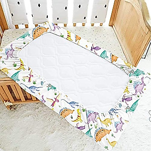 Crib Sheets for Boys Girls, Dinosaur Cotton Crib Sheet Neutral, Baby Toddler Sheets, Standard Crib Fitted Sheet, Ultra Soft and Breathable, 28 x 52 Inch