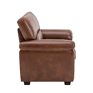 Morden Fort Faux Leather Accent Chair, Mid-Century Modern luxury and Comfy Furniture Sleeper Couches for Living Room, Apartment, Office, Reading Room, Bedroom