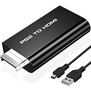 TIZOPO PS2 to HDMI Converter Adapter,PS2 to HDMI Converter with 3.5mm Audio Output for HDTV HDMI Monitor Supports All PS2 Display Modes