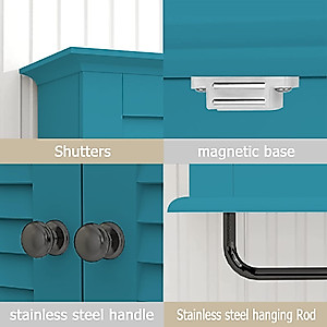 TaoHFE Bathroom Cabinet Wall Mounted Turquoise Designer Bathroom Wall Cabinet Medicine Cabinet with Double Shutter Doors 3 Tier Adjustable Shelf with Towel Rack Over The Toilet Storage Cabinet Laundry