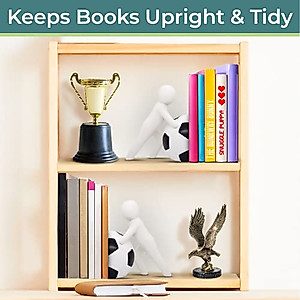 Joyvano Soccer Bookends - Decorative Sports Bookends for Kids - Unique & Heavy Duty Book Ends to Hold Books - Soccer Room Decor - Book Holder for Shelves