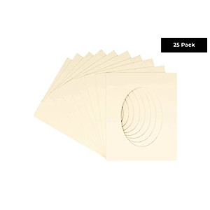 Textured Cream Acid Free 18x20 Oval Picture Frame Mat with White Core Bevel Cut for 16x18 Pictures - Fits 18x20 Frame - Pack of 25 Matboard Show Kits With Acid Free Backings & Clear Bags