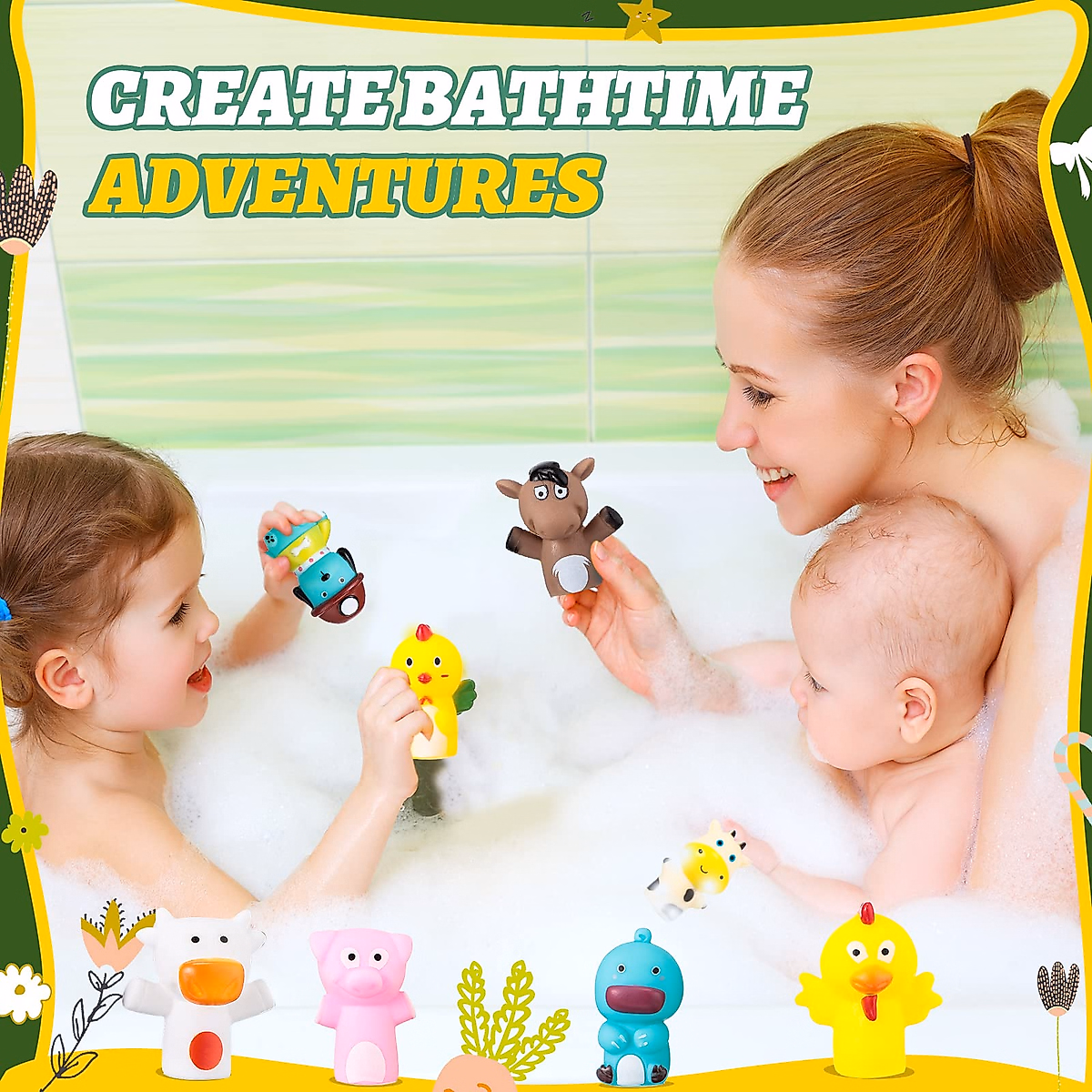 Chengu 10 Pcs Finger Puppets Rubber Farm Animal Finger Puppets Easter Basket Stuffers Egg Fillers Fun Bath Gifts Birthday Party Favors for Kids Toddlers Boys Girls