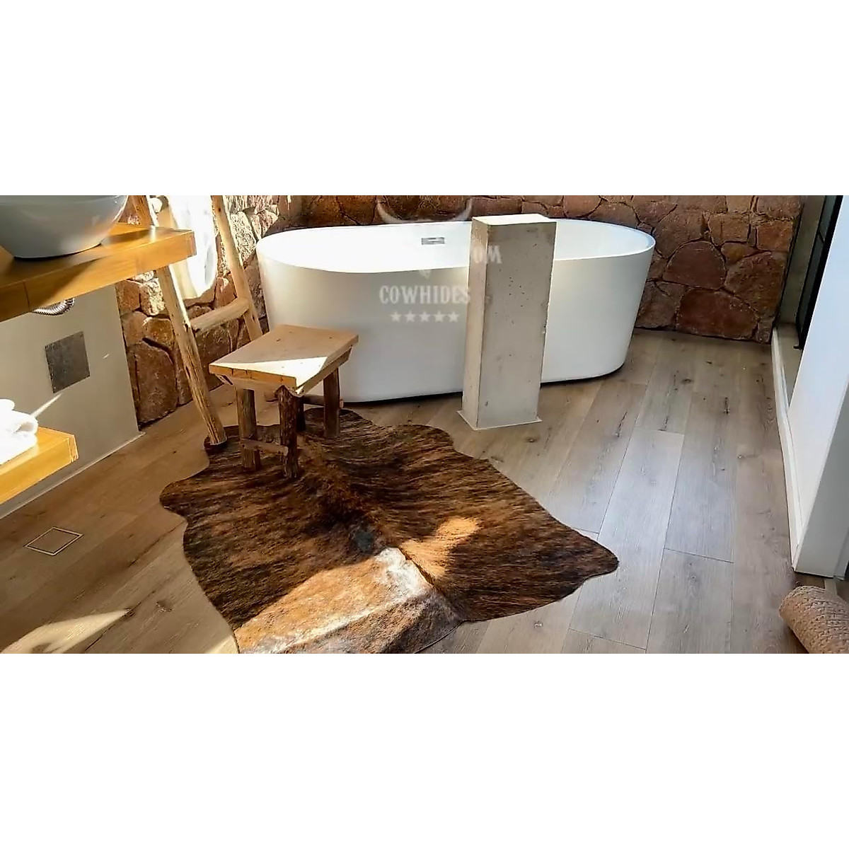 Cowhides Rug Small Cowhide Leather - 4ft x 3,5 ft (DARK BRINDLE)