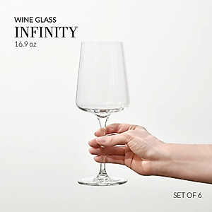 Krosno Red Wine Glasses | Elegant Design | Set of 6 | 16.91 oz | Infinity Collection | Traditional Craft | Ideal for Home Restaurant and Party | Dishwasher Safe | Gift Idea | Made in Europe