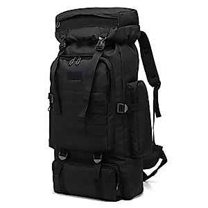 VUKU 70L Hiking Backpack for Men, Waterproof Camping Backpack Hiking Daypack for Men Tactical, Survival Military Rucksack for Men Traveling Outdoor (Black)