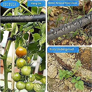 Secbulk Soaker Hose 100FT For Garden Beds 50ftX2 1/2" Drip Hose Linkable Consistent Irrigation Hose Save 80% Water, Leakproof Kink Free Double Layer Flat Soaker Hose for Garden Bed Foundation