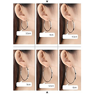 Mozzafi 925 Sterling Silver 2.5mm Width 6 Sizes Big Hoop Earrings Women (Dia 60mm)