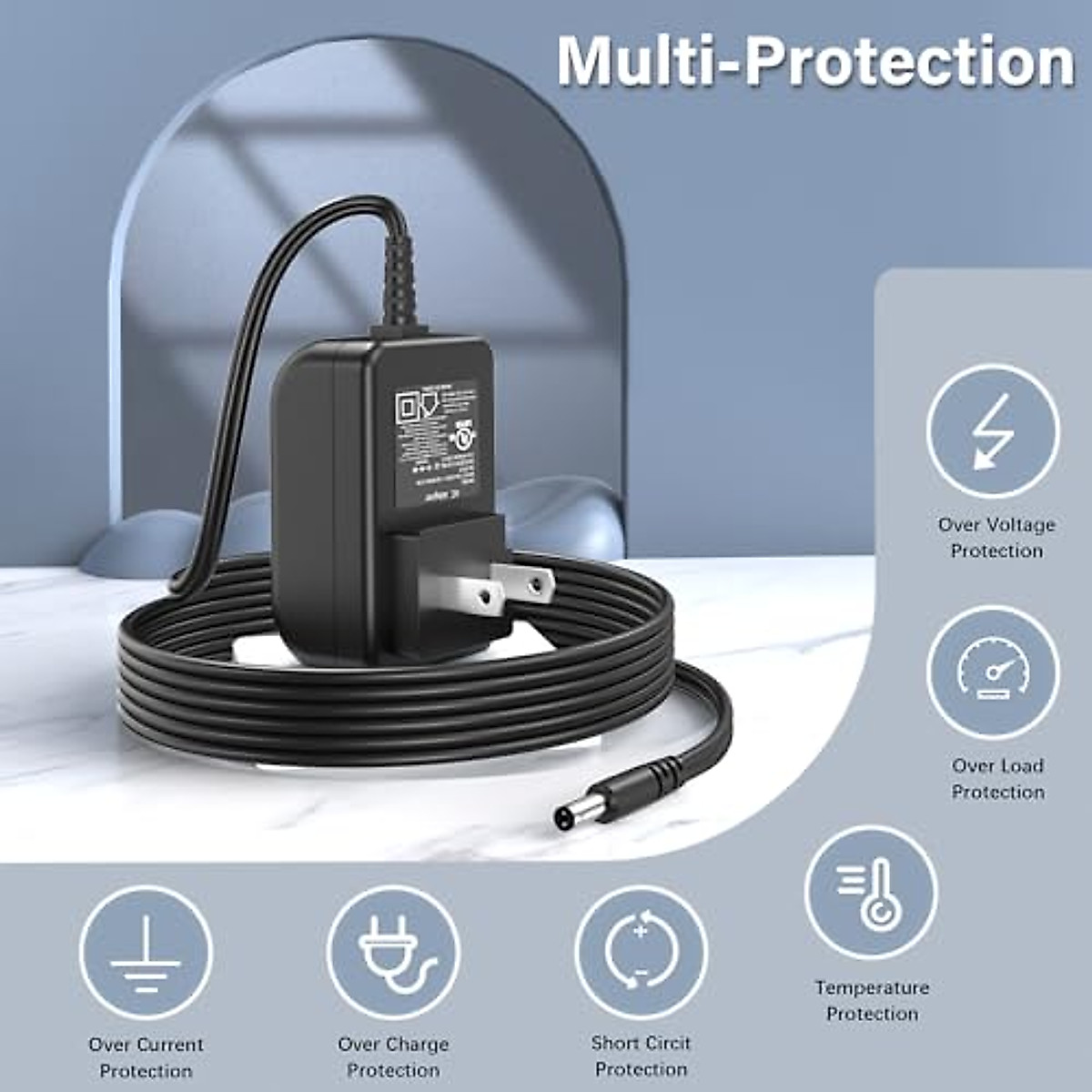 UL Listed 8V Power Cord for Ryobi HP108L Cordless Drill Driver ZRHP108L SA721 Charger Replacement AC/DC Adapter for Ryobi Lithium-Ion Kit 6.0Ft Extra Long Power Supply