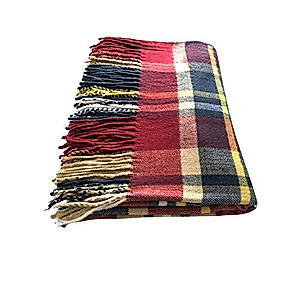NY GOLDEN FASHION Women Oversized Scottish Clan Tartan Plaid Cashmere Feel Shawl Wrap Winter Scarf (Burgundy Multi Plaid)