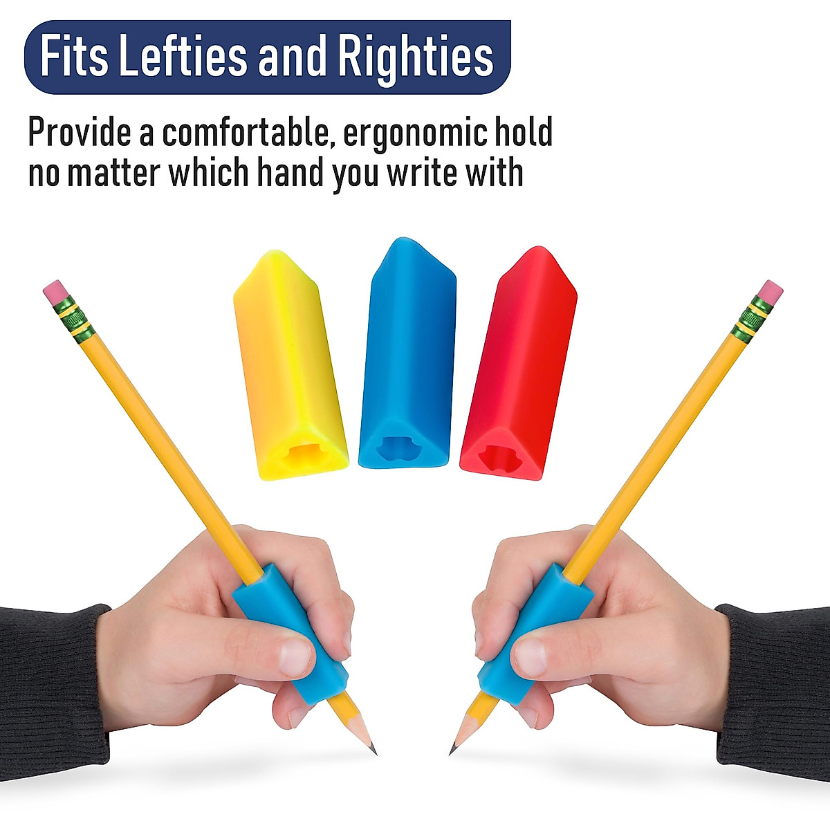 The Classics 12-Pack Triangle Pencil Grips, Assorted Bright Colors, 1.75-Inch Long (TPG-16212)