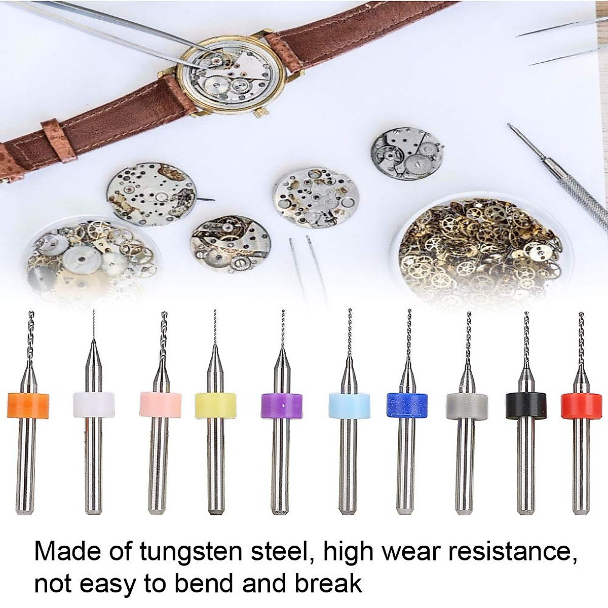 KIKYO Drill Bits, 10pcs 0.3-1.2mm Tungsten Steel Durable Drill Bit for PCB Circuit Board