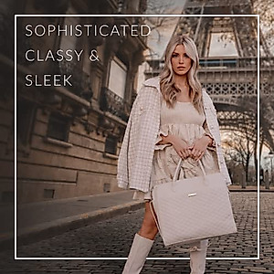 Monaco Tote Bag by Luli Bebe - Women's Designer Luxury Vegan Leather Tote Bag Large, Ladies Weekender Handbag (Latte Brown)