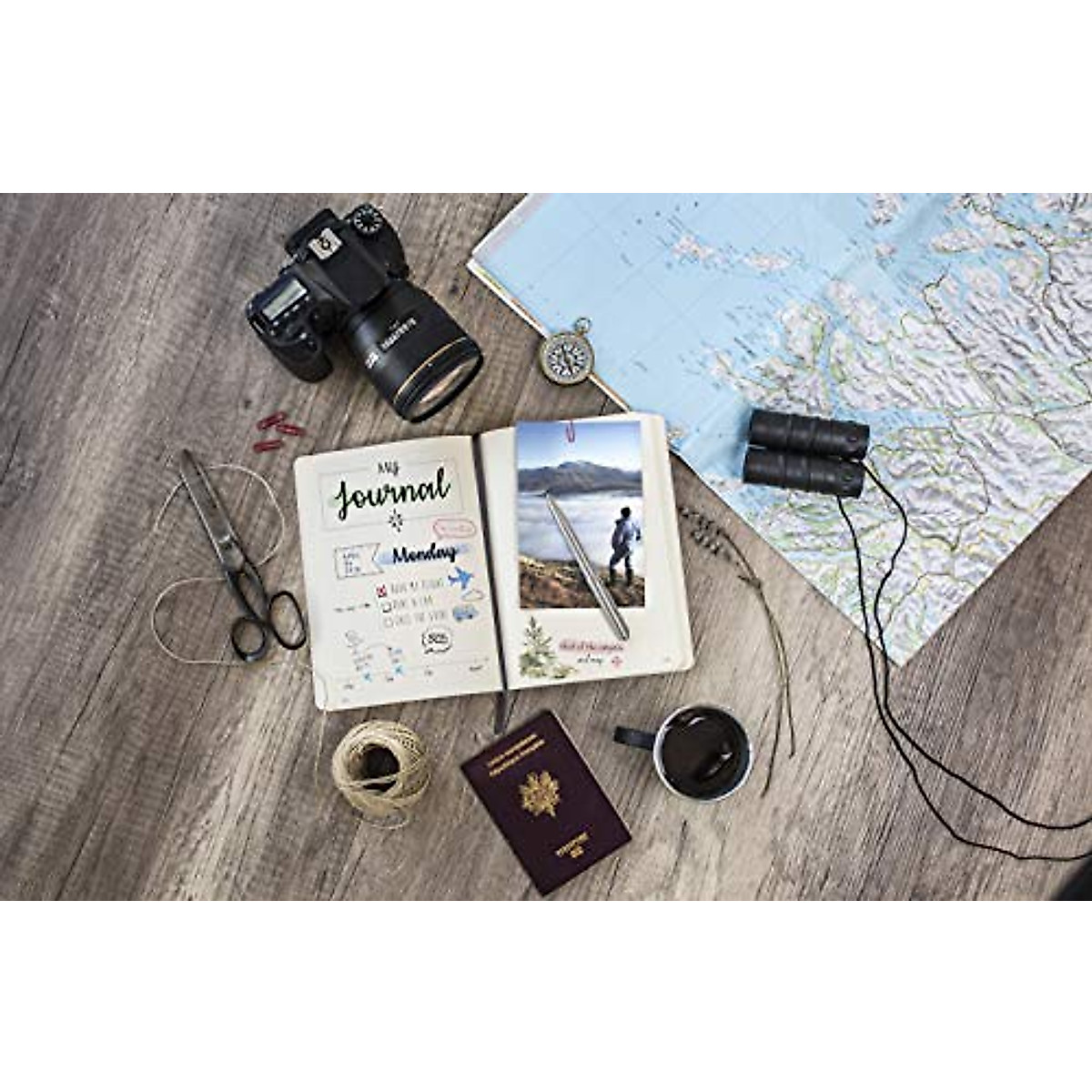 Clairefontaine - Ref 793461C - Age Bag Thread-Bound Notebook (192 Pages) - A5 Size, Lined Rulings, 90gsm Brushed Vellum Paper, Elastic Closure - Black Cover