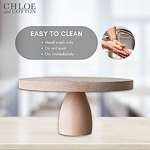 11" Beech Wood Cake Stand | Footed Cake Plate for Birthday Parties, Weddings, Graduations, & All Celebrations | Designed by Chloe & Cotton